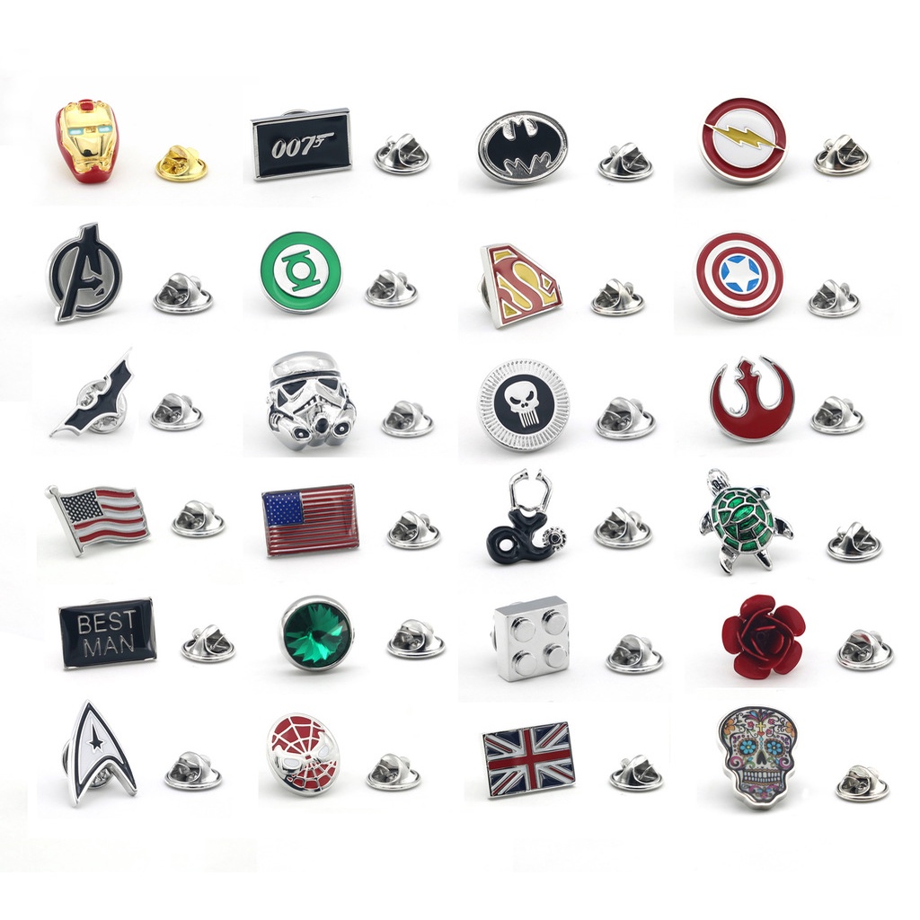 Fashion cap pin Superhero Crystal Building Block Men's Suit Brooch ...