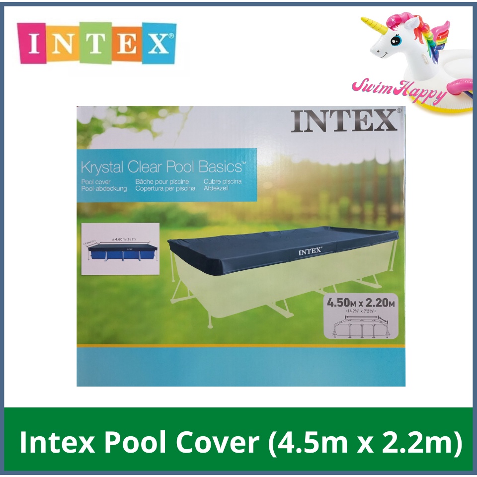SwimHappy INTEX 28039 Krystal Clear Basics 4.5m Pool Cover with small ...
