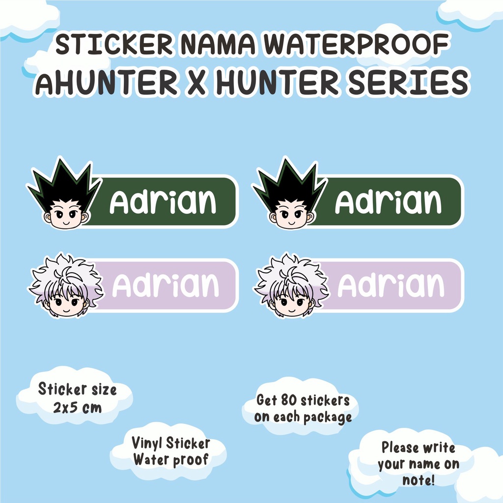 HUNTER X HUNTER WATERPROOF NAME STICKER | Shopee Philippines
