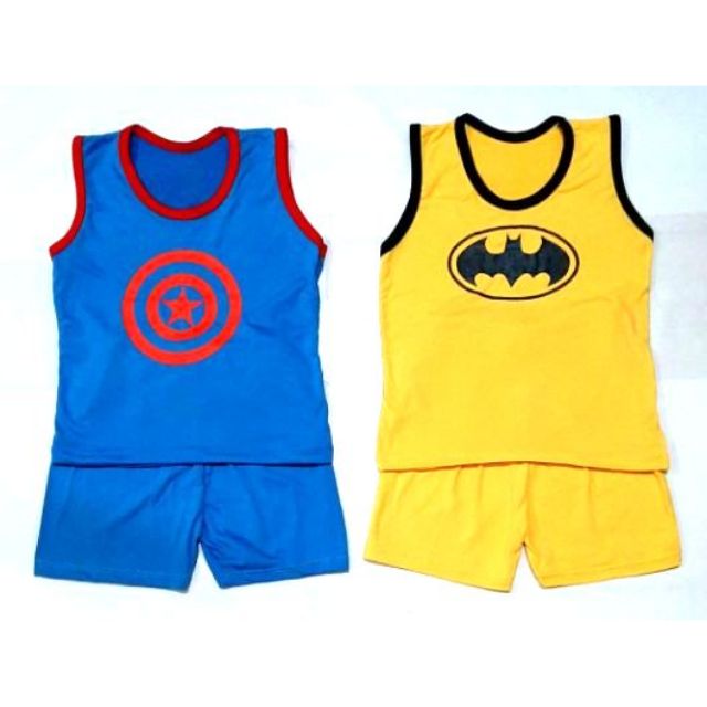 Kids Boys Colored Superhero Sando & Shorts Pambahay | Shopee Philippines