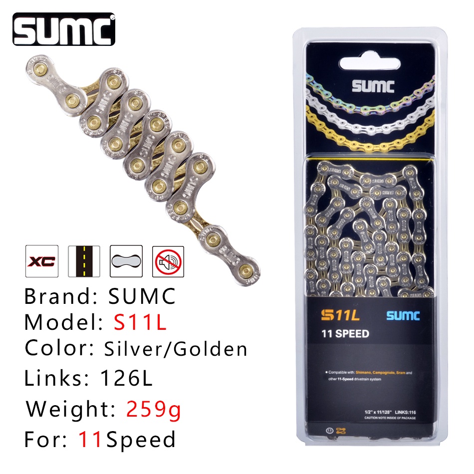 SUMC Bicycle chain Gold Rainbow Bike Chain X8 X9 X10 X11 X12 Super ...