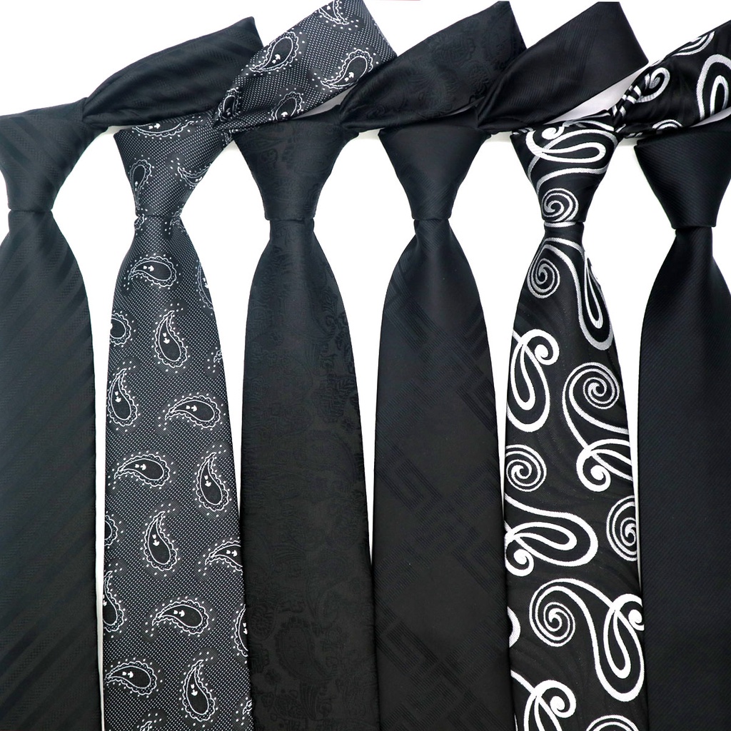 Luxury Mens Tie 8CM Color Black Striped Solid Floral Paisley Silk ...