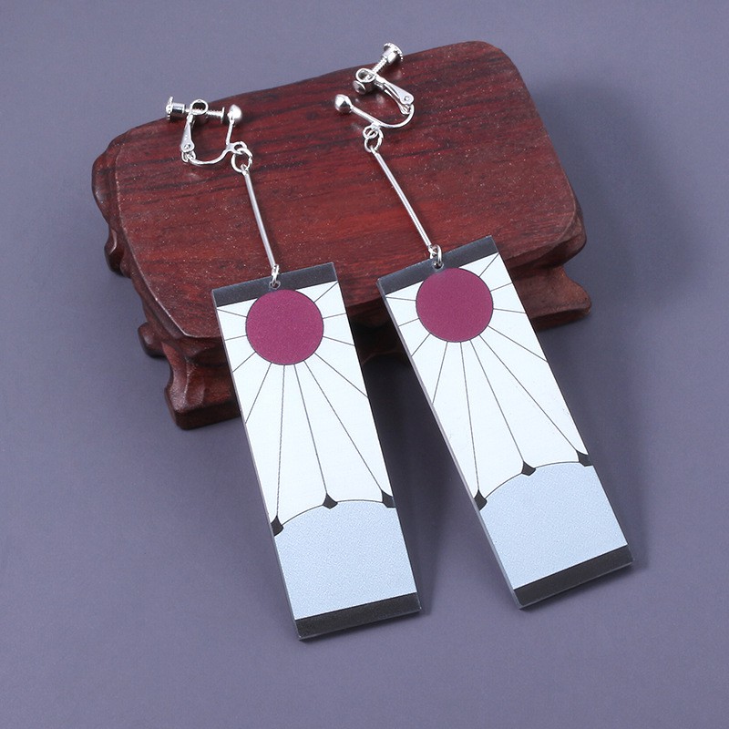 Demon Slayer Acrylic Ear Clip Earrings No Need Pierced Ears Stove Door ...