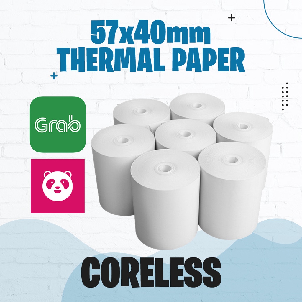 1BOX POS Thermal Paper 57mm x 40mm 100 rolls (FOR GRAB AND FOOD PANDA ...