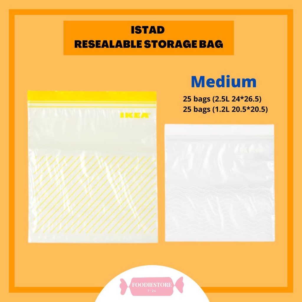 I.K.E.A ISTAD IKEA Resealable Storage Bag/Double Ziplock Plastic Beg ...