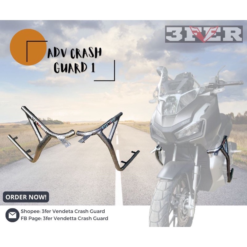 ADV 150 Only powder COATED HALF CRASH GUARD with BUILT IN LED BRACKET HEAVY DUTY! | Shopee ...
