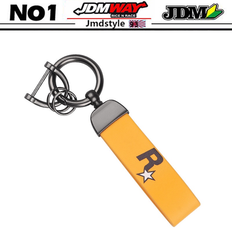 JDM Key Holder Yellow Color Leather Car Racing Keyfob Game GTA Auto 5 ...