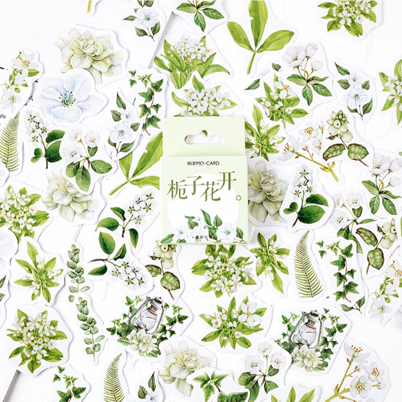 46 Pcs gardenia flower mini paper sticker decoration stickers DIY diary ...