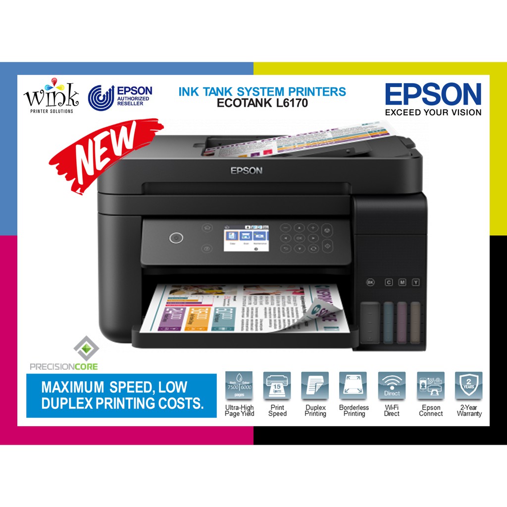 EPSON L6170 Printer Scanner Copier or Xerox Continous CISS with WiFi ...
