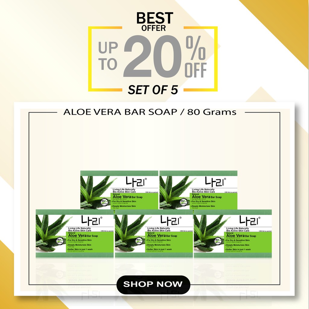 Nari Aloe Vera Bar Soap Set of 5 (80 grams each) | Shopee Philippines