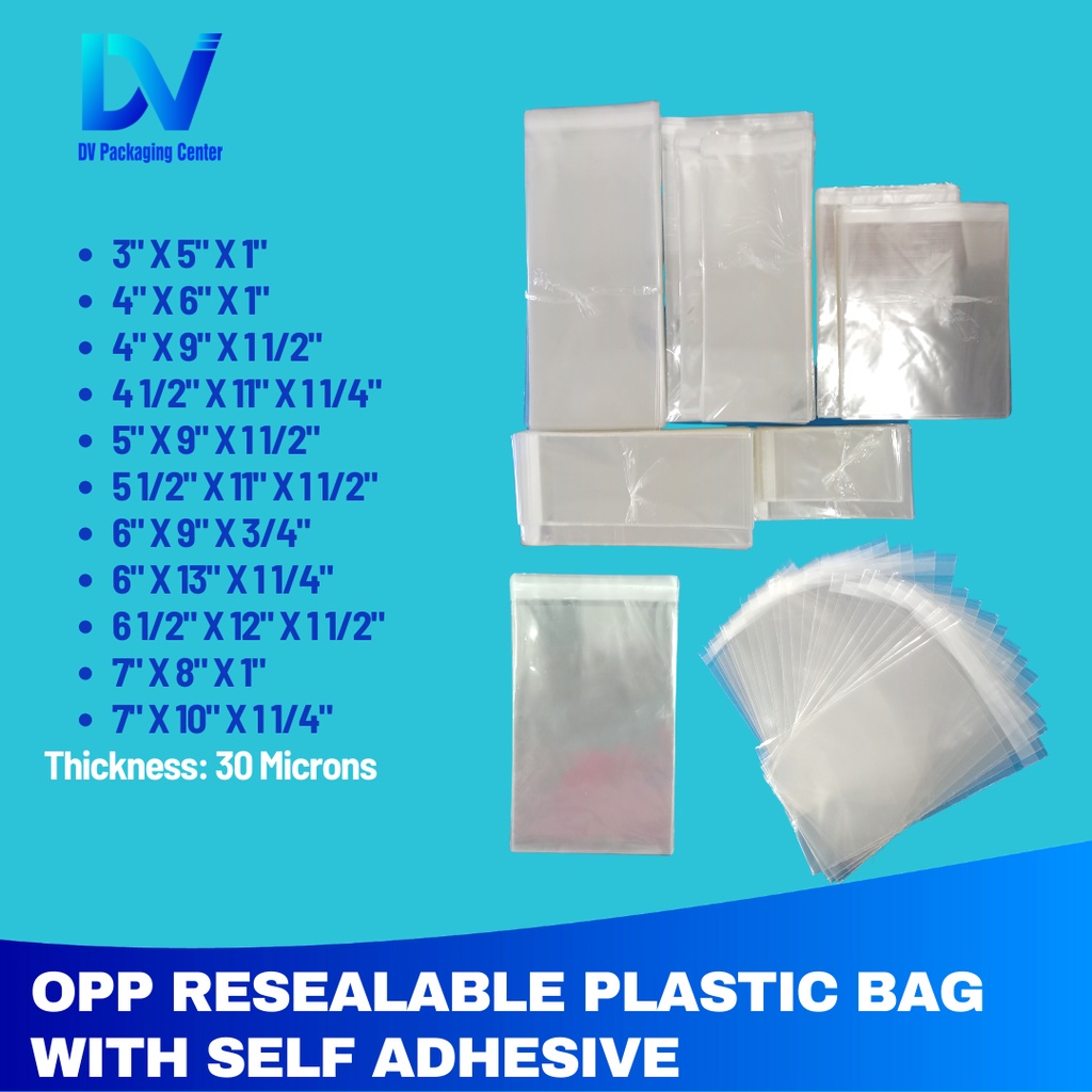 OPP RESEALABLE PLASTIC BAG WITH SELF ADHESIVE (1 PACK X 100PCS) | Shopee Philippines