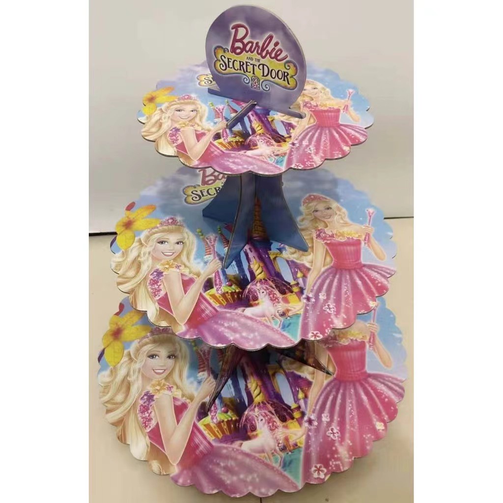 Barbie theme Three Layers Cupcake Stand rack baby's birthday party ...