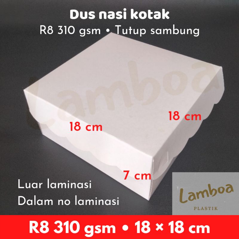 Cake box R8 18x18 x 7 cm thick snack box white rice box R8K 18 x 18 ...