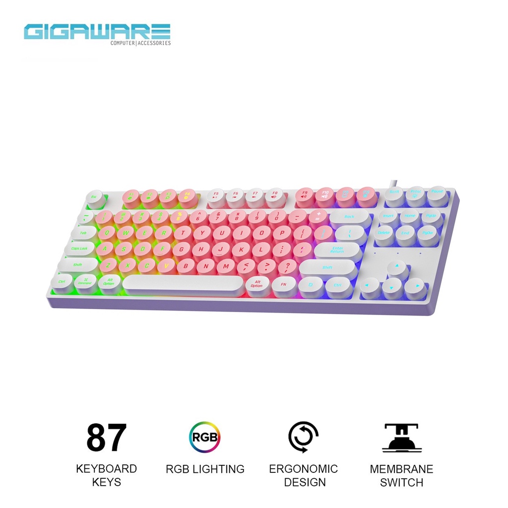 Dark Alien DK100 87 Keys Retro Punk Keyboard RGB LED Suspended Membrane Keyboard | Shopee ...