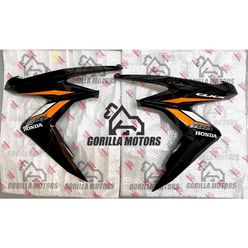 FRONT SIDE FAIRING (GLOSSY BLACK/ORANGE) FOR CLICK V2 125 2021 | Shopee ...