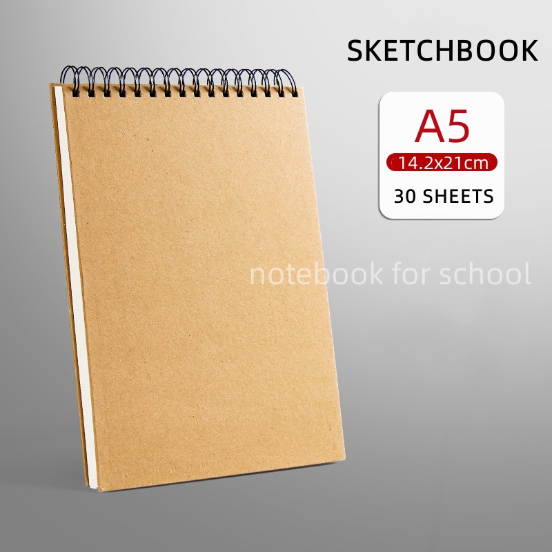 NFS A4/A5 Kraft Paper Sketchbook 8K/16K Double Spring Thick Blank Hand ...