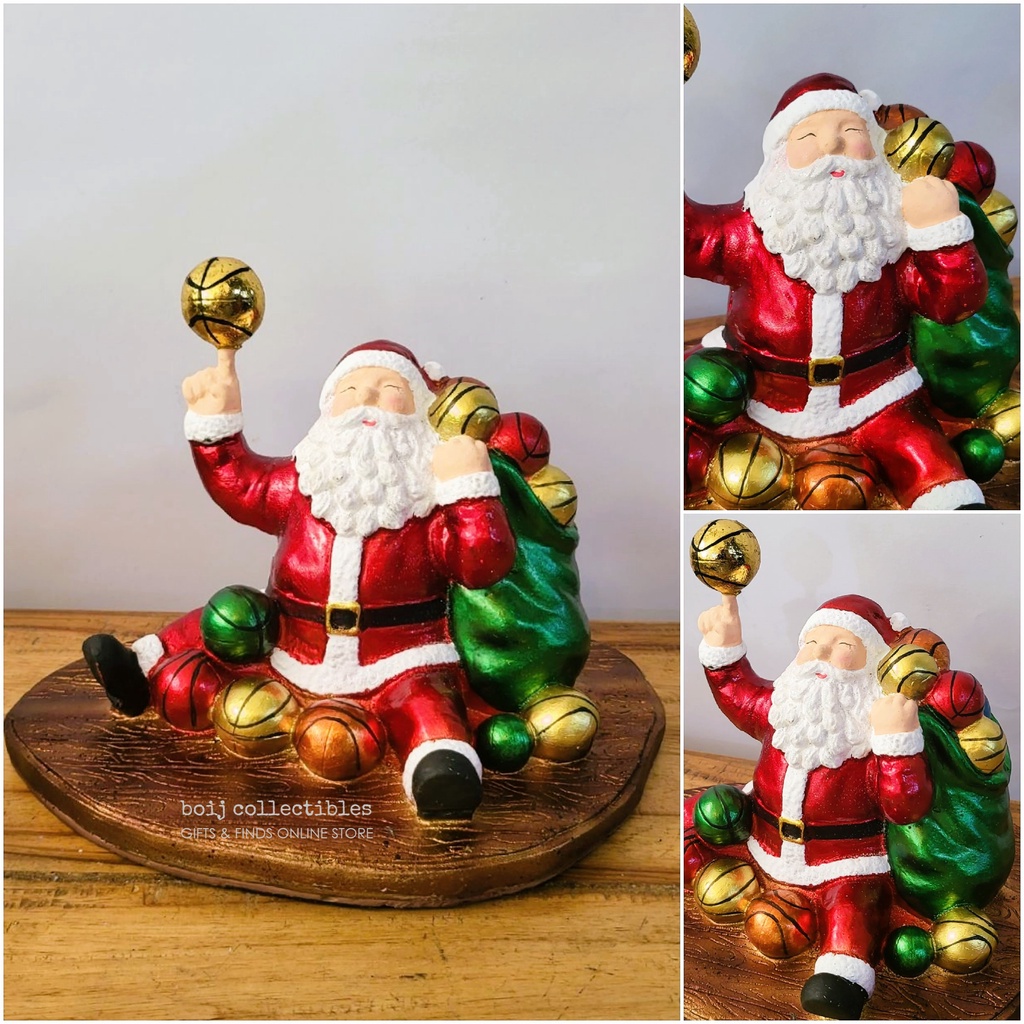 Santa Claus with Collection of Basketballs Handcrafted Christmas ...