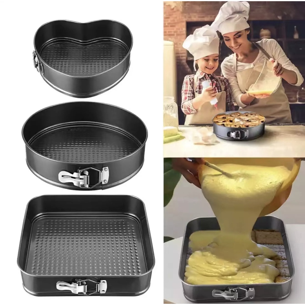 3 in 1 Heart Cake Mold Set 3 Tier Layer Baking Pan Cake Mould | Shopee ...