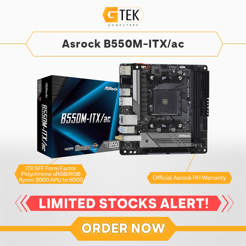 Asrock B550M-ITX/ac B550 AMD Ryzen AM4 ITX Motherboard | Shopee Philippines