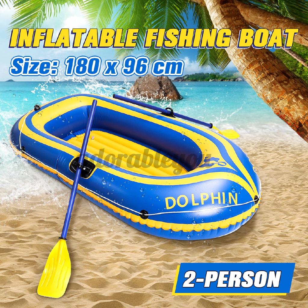 2-Person Inflatable Oared Fishing Boat Kayak River Lake Raft Paddles ...
