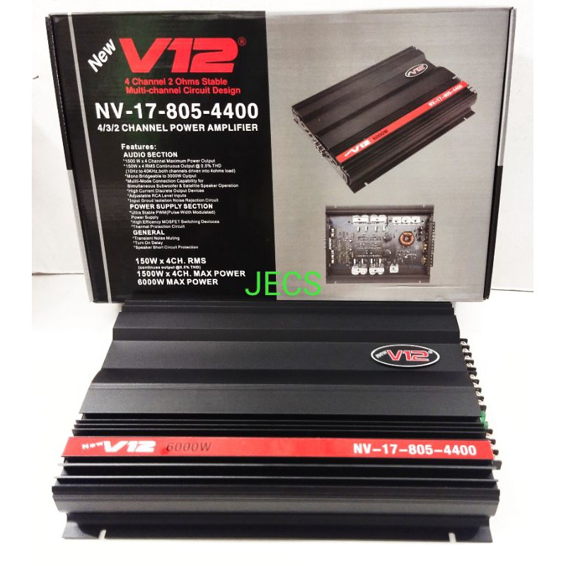 V12 CAR AMPLIFIER 100%ORIGINAL NV-17-805-4400 4/3/2 CHANNEL | Shopee ...