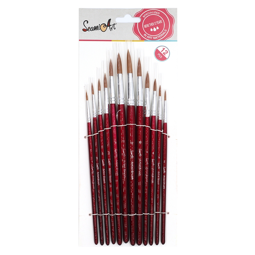SeamiArt 12 Pcs. Filbert Shape Nylon Hair Painting Brush Set For ... SeamiArt 12 Pcs. Filbert Shape Nylon Hair Painting Brush Set For ...