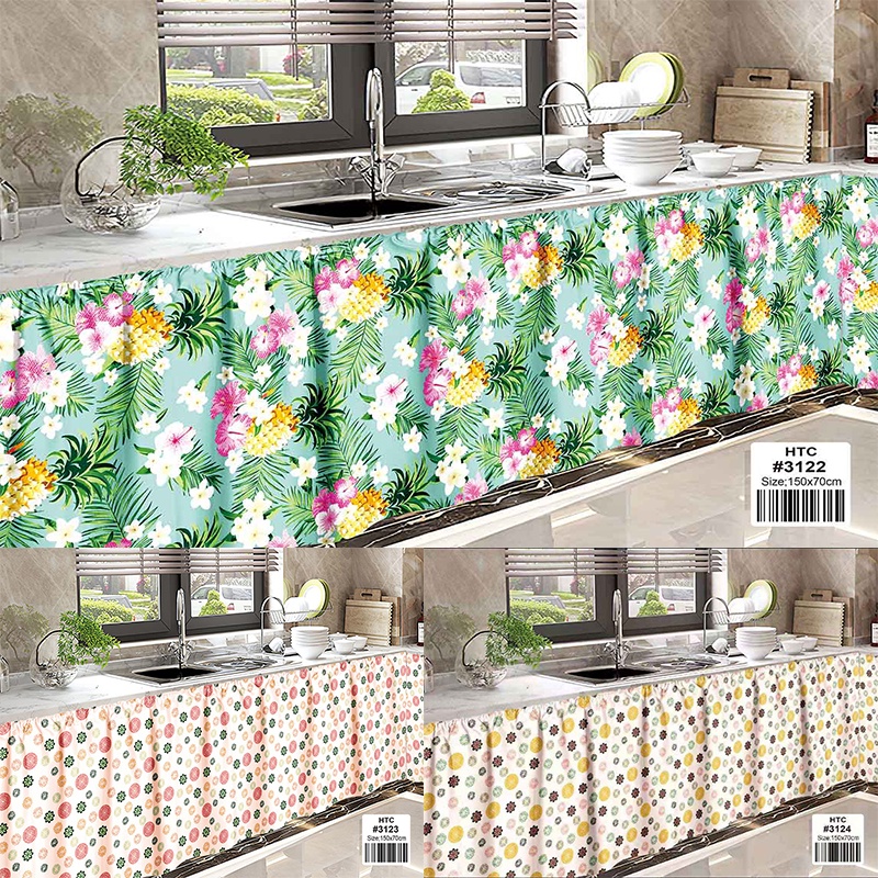 Home Decor Lababo Curtains Kurtain 1 PC Green Floral Design Sink ...