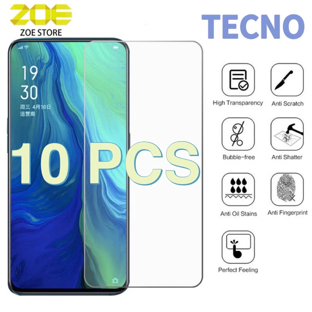 9H 10 PCS TECNO Tempered Glass For SPARK 6 6GO 6 AIR 7 7 PRO POVA 2 POP ...