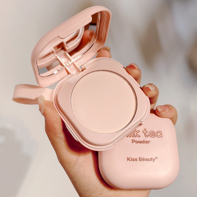 Kiss Beauty Milk Tea Powder Pressed Powder Oil Control Lasting Water ...