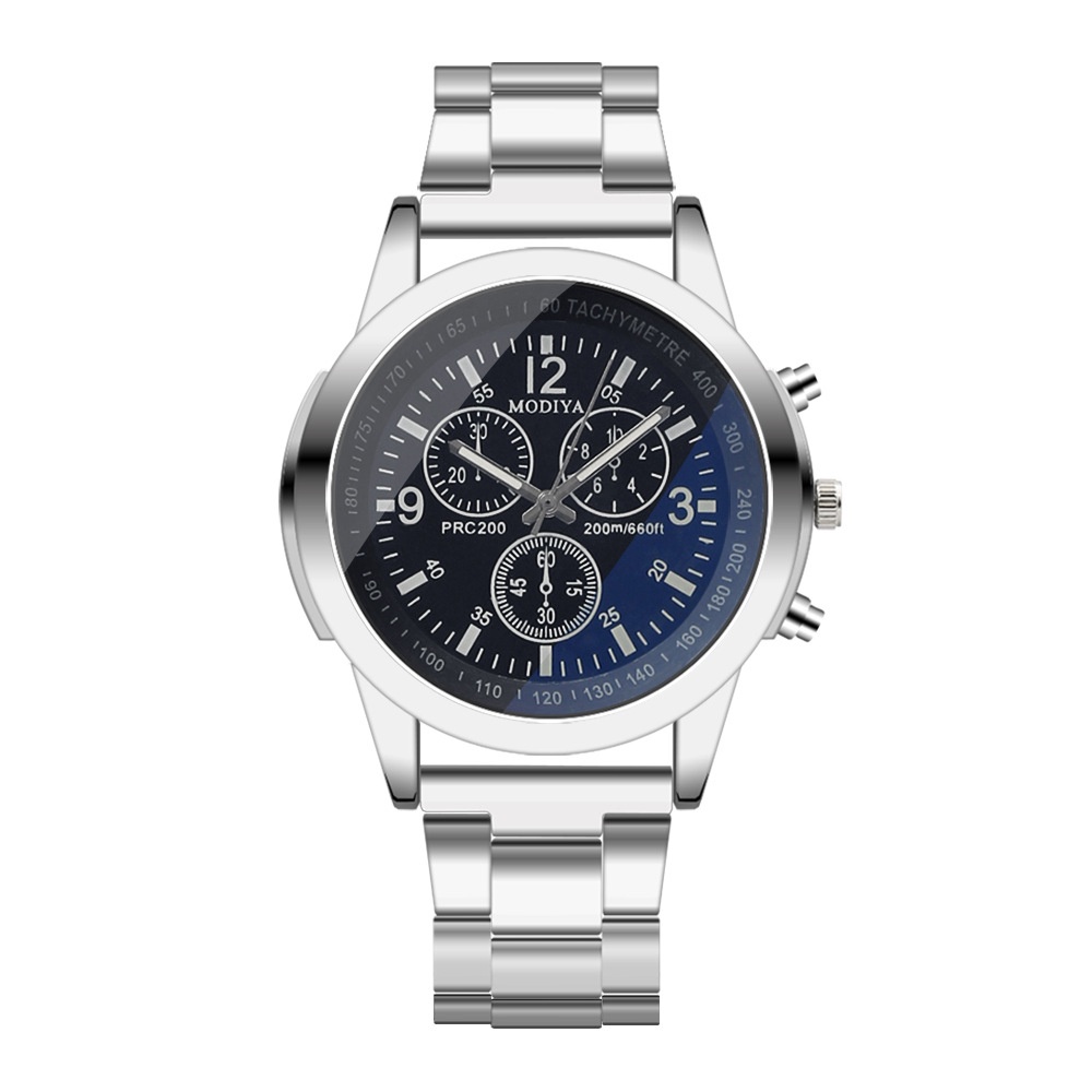 Men Watches Blue Light Glass Steel Band Fashion Luxurious Watch ...