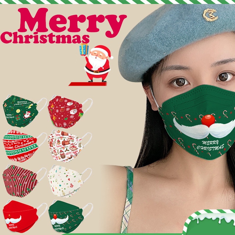 10pcs Adult Kid Christmas KF94 Face Masks Santa Claus Disposable Deaf ...