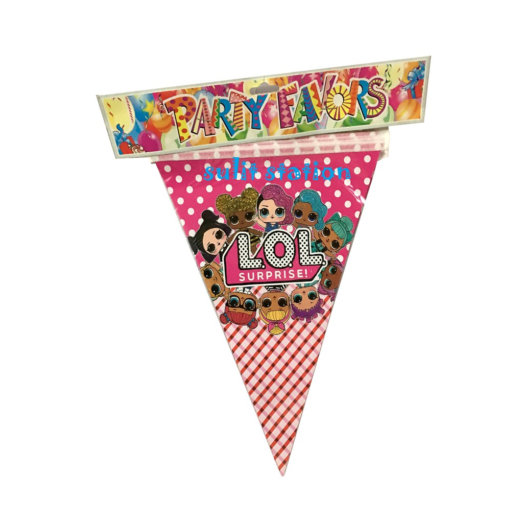 SURPRISE GIRLS THEMED PARTY TRIANGLE FLAG BANNER BANDERITAS DECORATIONS ...