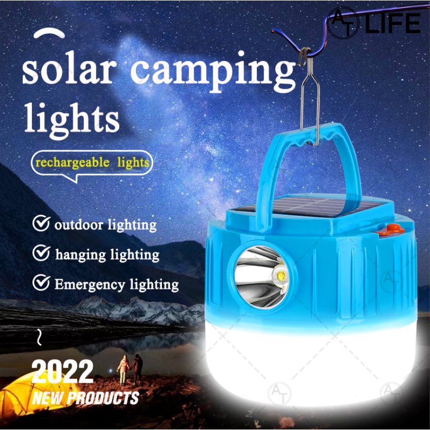 Solar rechargeable camping lights outdoor lighting tent emergency ...