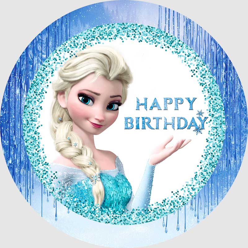 Round Design For Princess Elsa Backdrop for Children Girls Frozen Blue ...