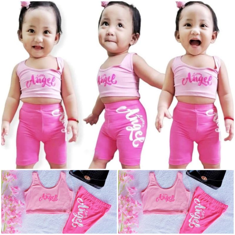 Little Angel Crop Top and Biker Short Set | Shopee Philippines