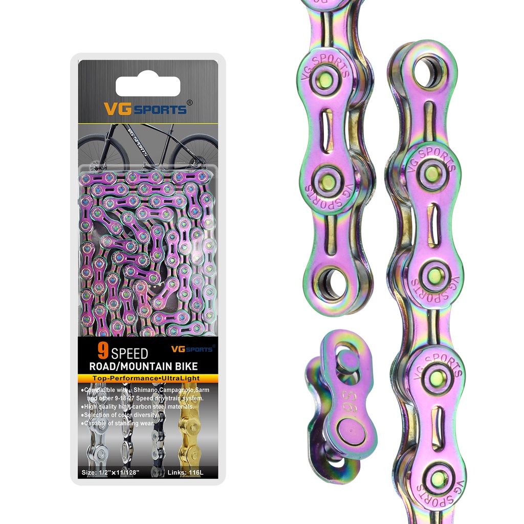 VG Sports Bicycle Chain 6 7 8 9 10 11 Speed Silver Gold Rainbow Color ...