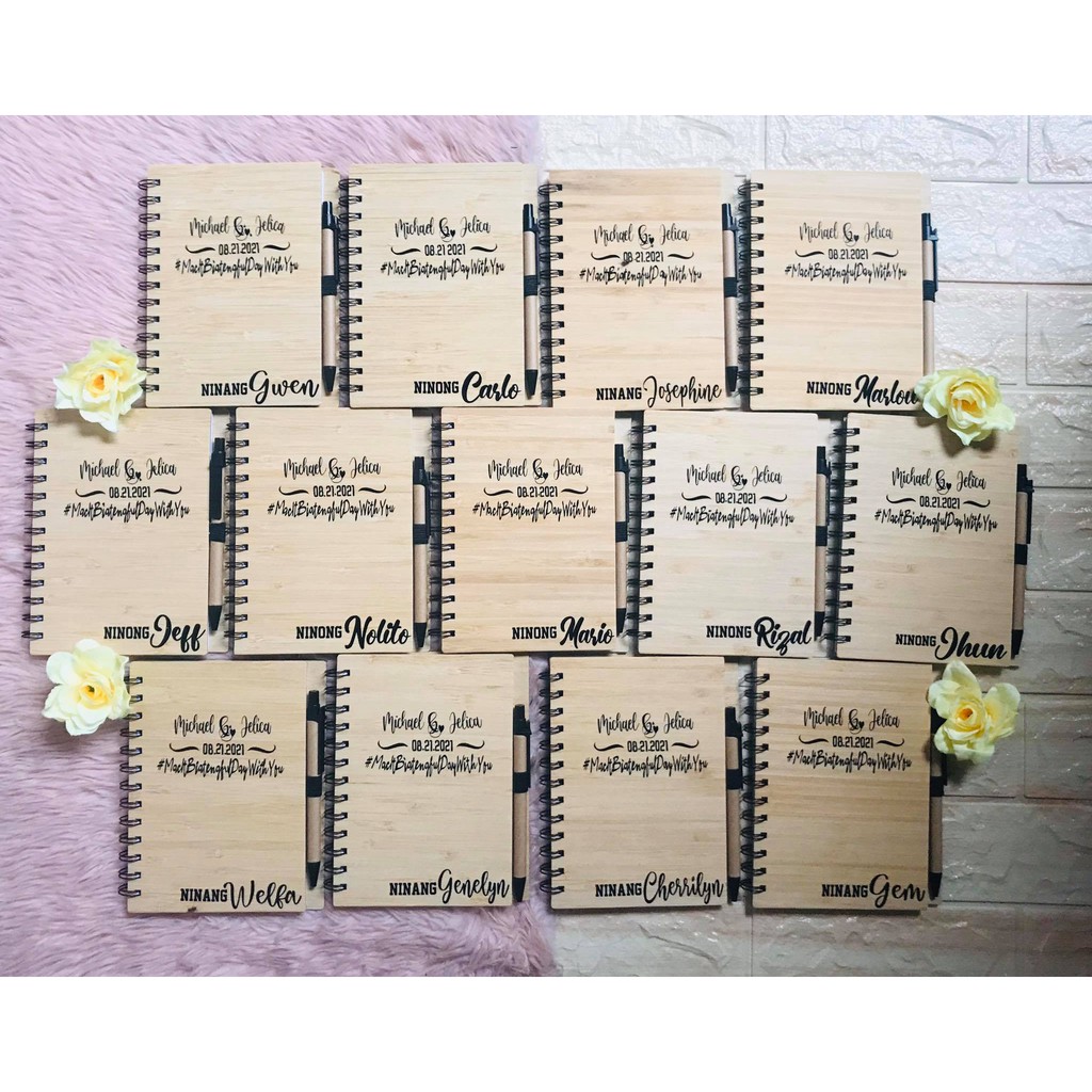 Personalized Bamboo Notebook with Pen | Shopee Philippines