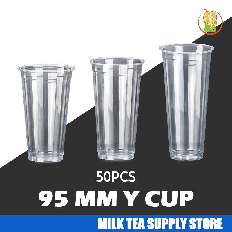 50PCS 95mm Milk Tea Cup Plastic Cup Slim Cup Juice Shake Y Cup For Milk ...