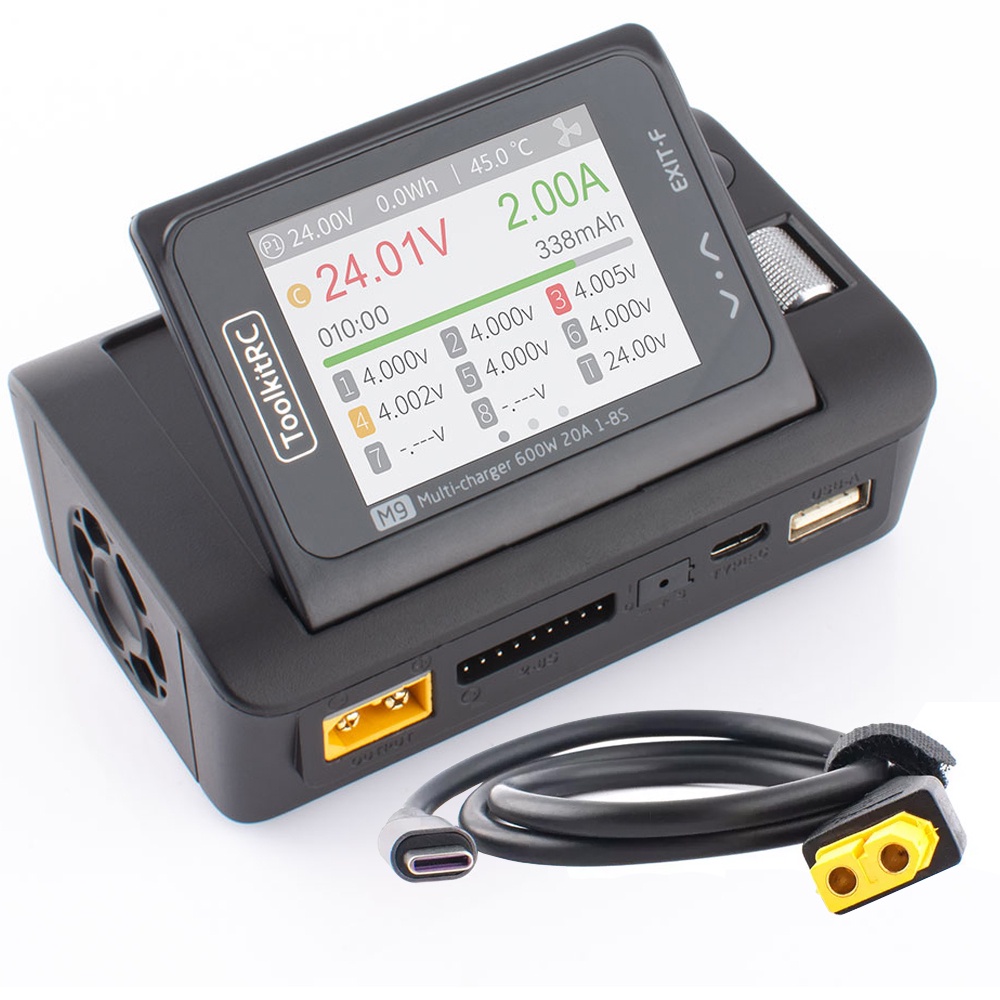 ToolkitRC M9 7-35V 25A 600W Dual USB Fast Balance Charger/Discharger ...