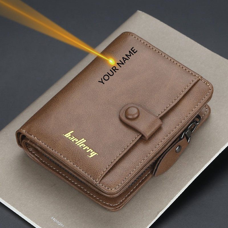 Personalized Name Zipper Coin Pocket Wallet for Men High Quality PU ...