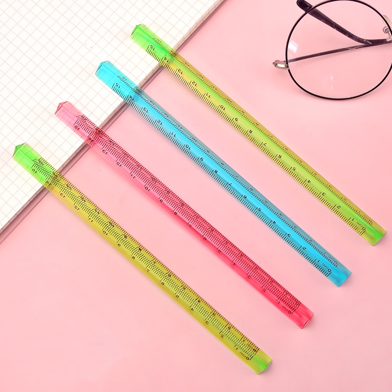 15CM Transparent Color Triangular Rulers Straight Ruler Students Learn ...