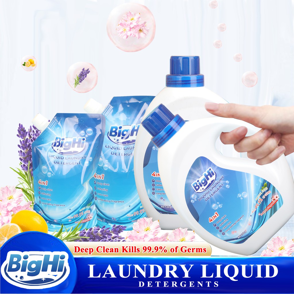 BIGHI Liquid Laundry Detergent Anti -Bacterial Hand and Washing Machine Dry Clothes | Shopee ...