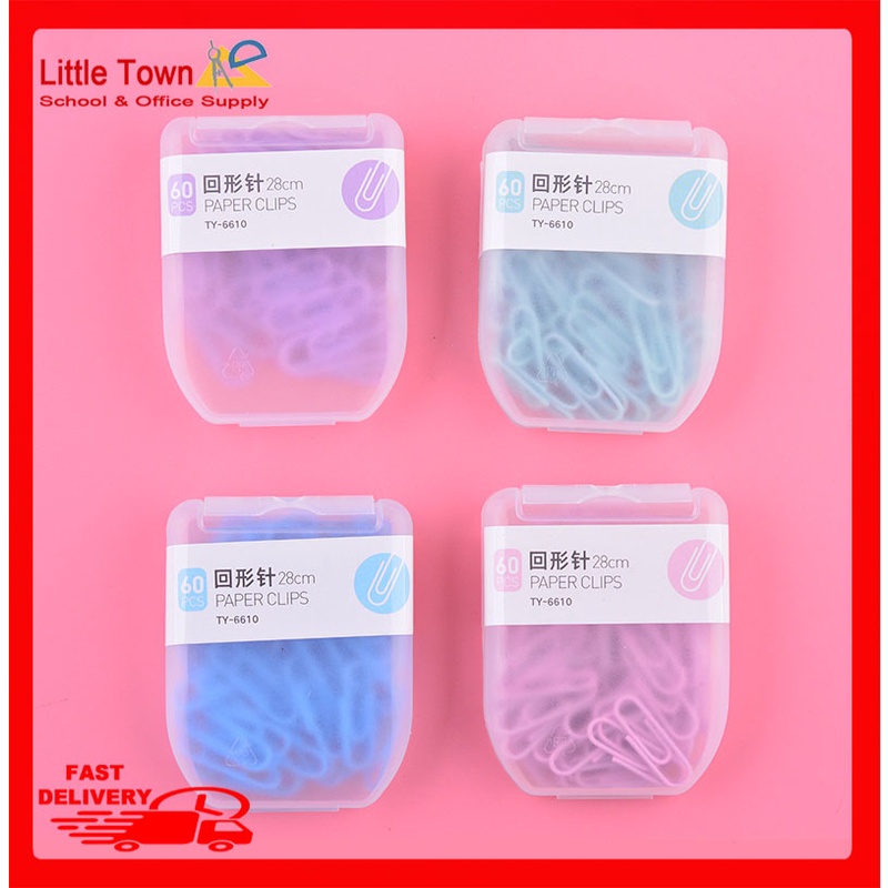 1 box 60pcs Paper clips 28mm Colored Coated Paper Clips | Shopee ...