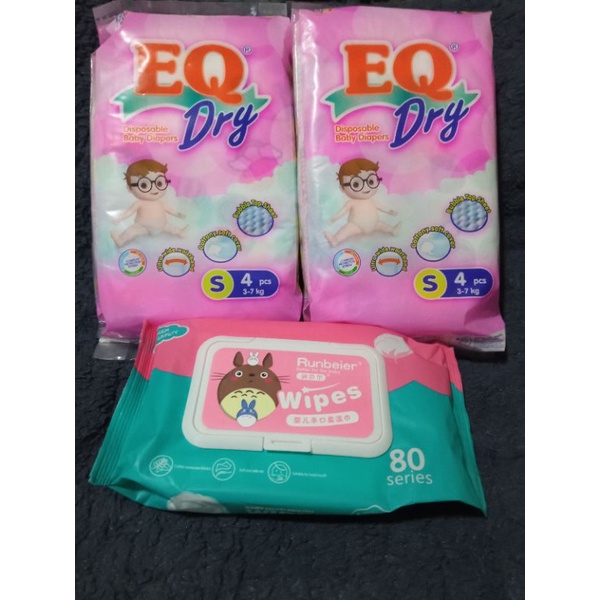 EQ small 4s pack of 2 with free wipes | Shopee Philippines