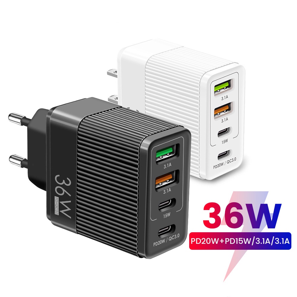 PD 36W Fast Charger USB Tablet Adapter Multi-port QC3.0 Quick Charging ...