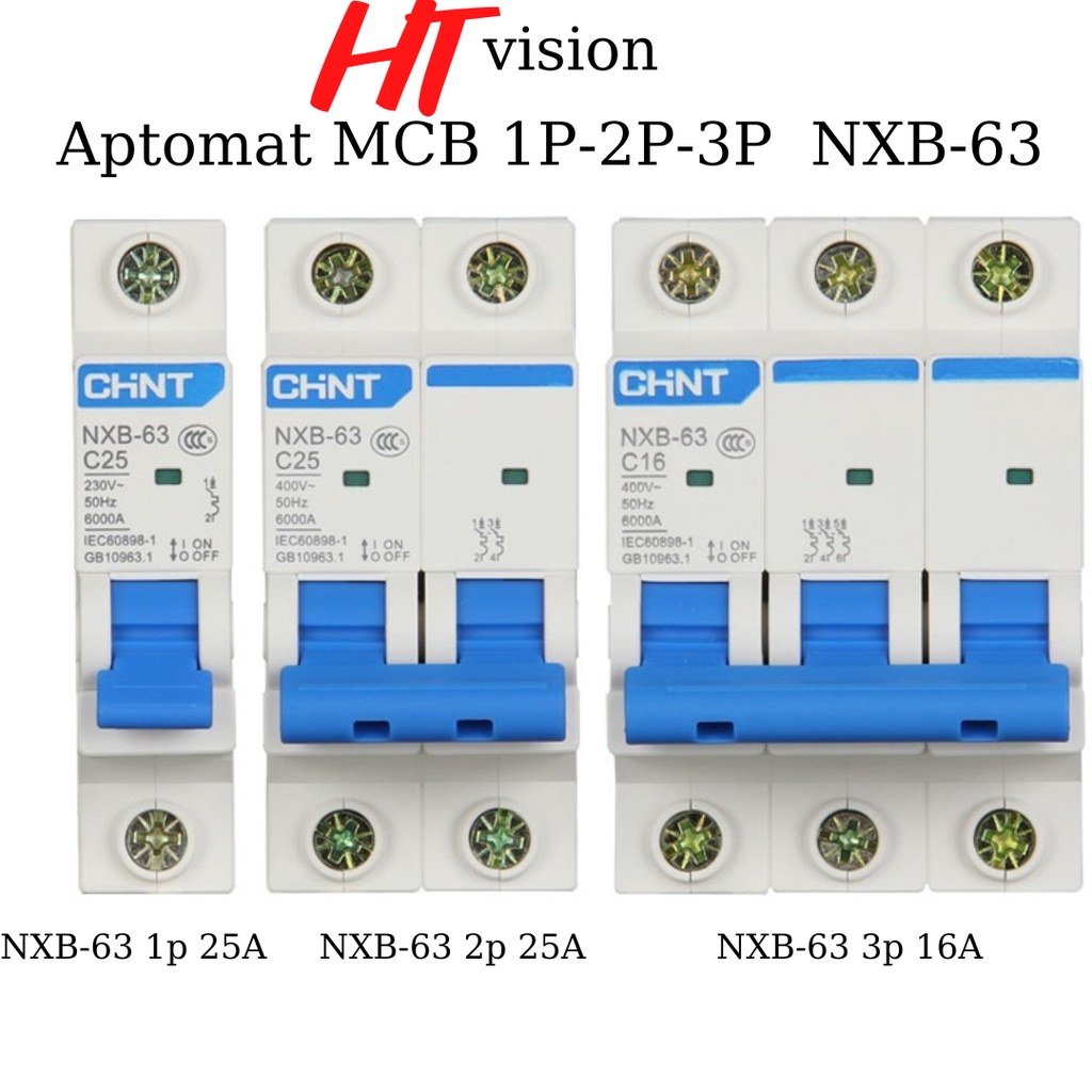 Aptomat MCB CHINT NXB63 1P 2P 3P C16A~C63A - CHINT circuit breaker of ...