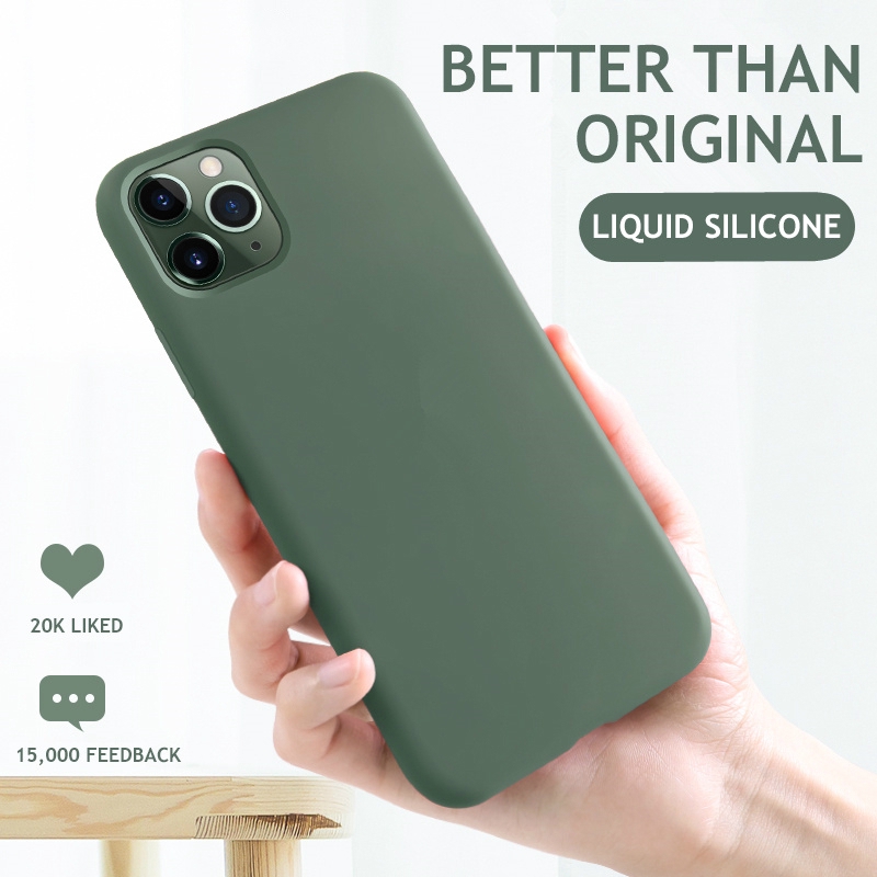 For iPhone 12 11 Pro Max Mini Xs X Liquid Silicone Rubber Soft Cover ...