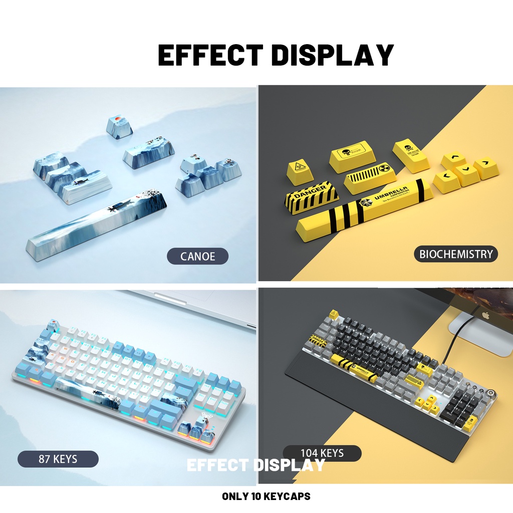 10Keys PBT Keycaps OEM Profile Custom keycaps Double Shot Keycaps for ...