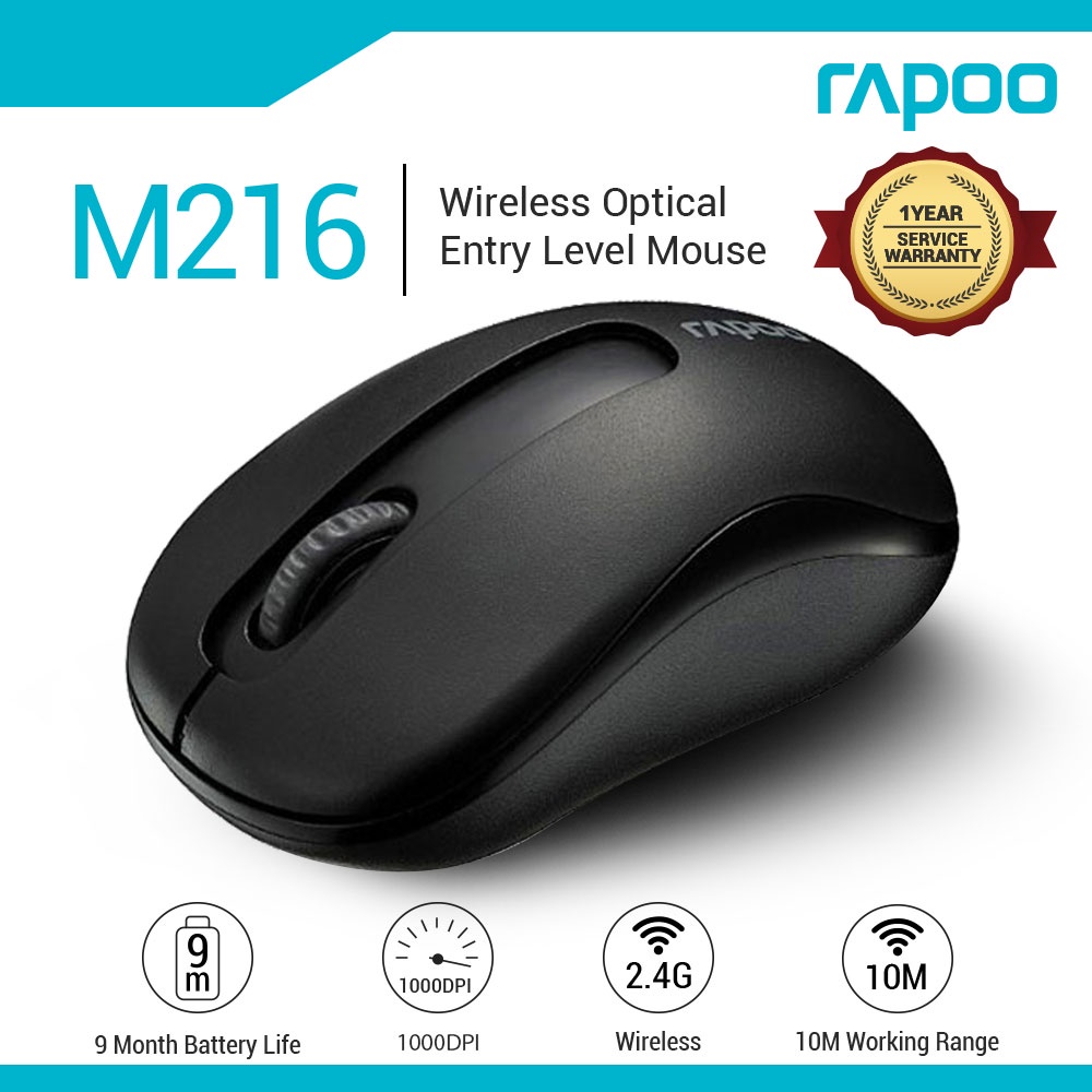Rapoo M216 Wireless Mouse 2.4G Optical Entry Level Mice for Laptop Computer accessories（black ...