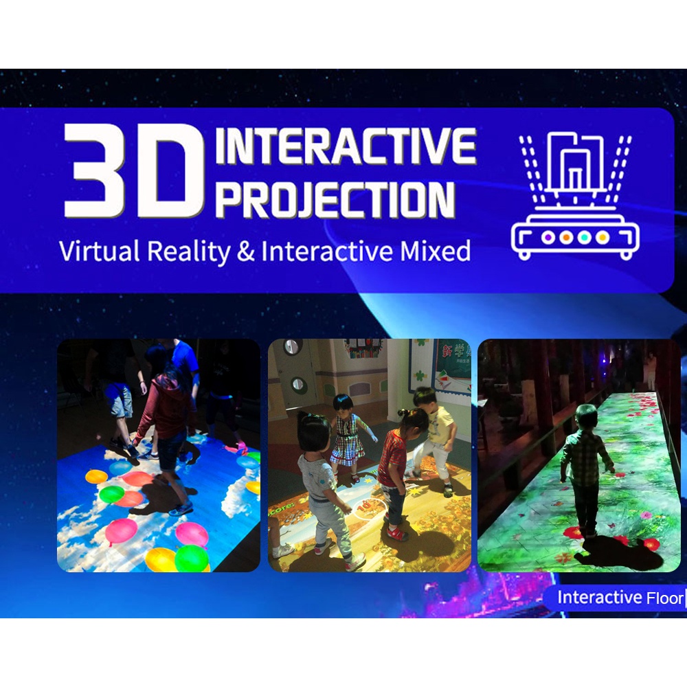 16:9 400 Inch Projector Screen 3D Interactive Wall Floor Projection ...